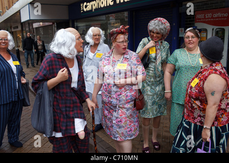 A hen party participants in the city centre on a night out in Blackpool ...