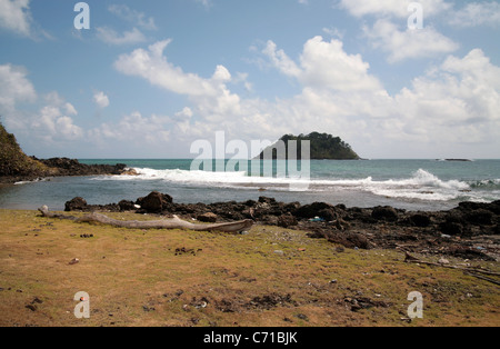 Caribbean coast beach of Punta Manzanillo, Colon, Panama, region of La ...