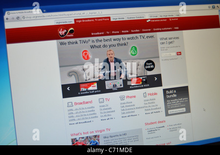 Virgin Media website screenshot incorporating new TIVO product Stock ...