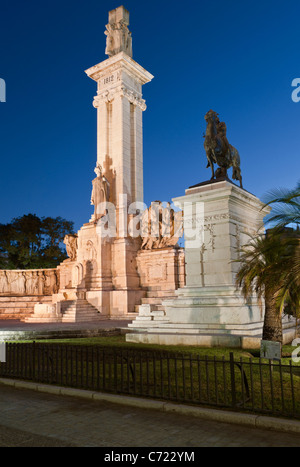 Spain, Cadiz, Plaza de Espana, Statue on monument to Constitution of ...