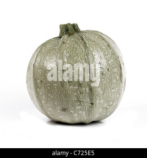 Round Courgettes isolated on a white background showing whole and ...