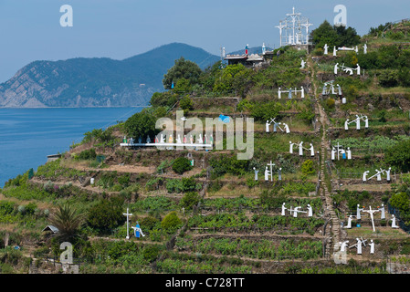A unique hillside, solar powered, nativity scene in Manarola in the ...