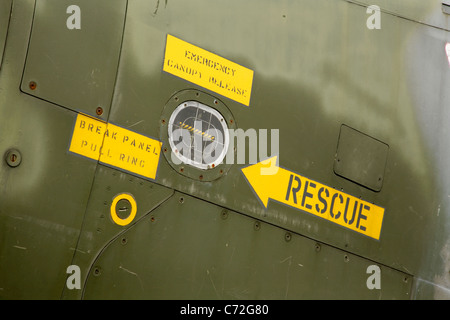 Danger sign on helicopter panel Stock Photo - Alamy