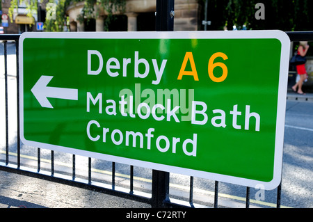 British Road Sign .Derby A6 Stock Photo - Alamy