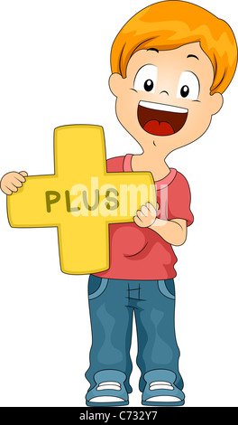 Illustration of a Kid Holding a Flashcard Stock Photo - Alamy