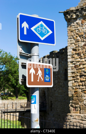 A sign for the Fife Coastal Path at St Monans in the East Neuk of Fife ...