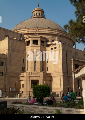 students and main building at Cairo University, Giza, Cairo, Egypt ...