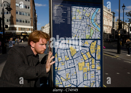 London (England): Tourist map of Leicester Square district Stock Photo ...