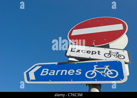 No entry sign except for cyclists and St Paul protestant church's rose ...