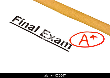 Final exam marked with 100% isolated on white Stock Photo - Alamy