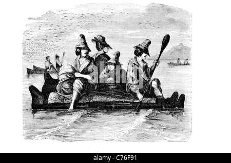 Oar engraving. Realistic illustration of a paddle. Black and white ...