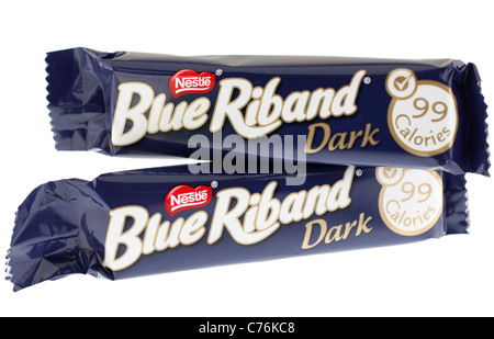 Nestle Blue Riband dark chocolate biscuits on a white background Stock ...