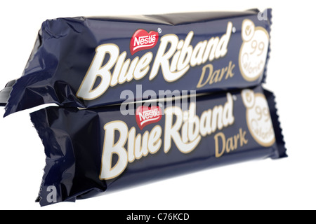 Nestle Blue Riband dark chocolate biscuits on a white background Stock ...