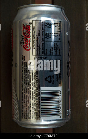 Aluminium drink (diet coca cola) can discarded as litter, floating on ...