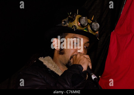 Poet Dreadlock Alien with a microphone at Shambala Festival 2011 Stock ...