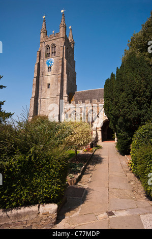 UK, Kent, Tenterden, St Mildred’s church tower above Bells Lane ...