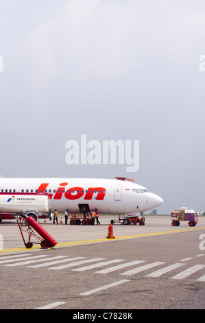 Lion Air Commercial Jet Plane flying across cloudy sky, October 19 ...