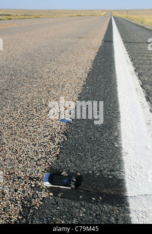 broken run over cell phone on the road Stock Photo - Alamy