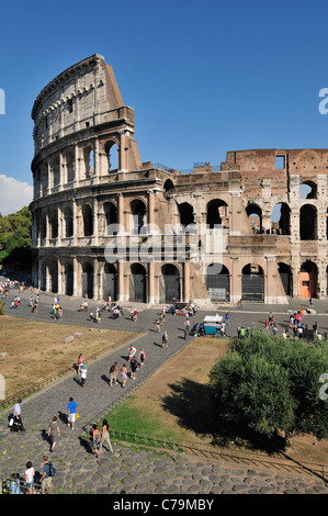 Piazza del Colosseo an ancient roman road outside the Colosseum Rome ...
