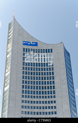 Leipzig Panorama Tower Highrise Skyscraper Blue Skies Outdoors Germany ...