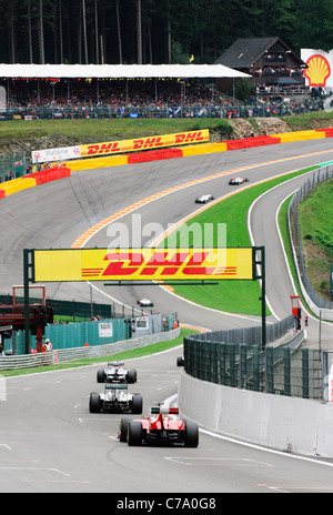 A car racing through Eau Rouge at the Belgian GP Spa 1950 Stock Photo ...