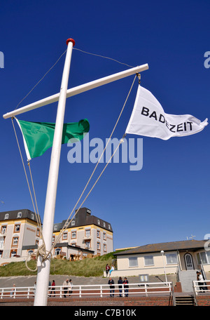 Flag Badezeit or swimming time, beach in Westerland, Sylt, North ...
