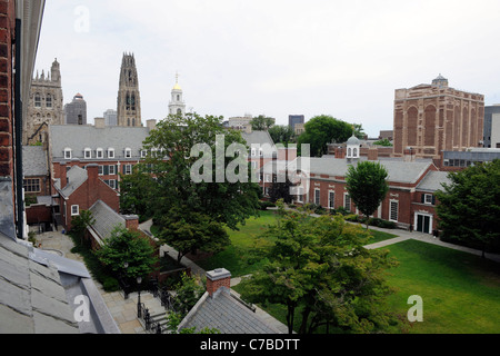 Yale University, Davenport Residential college. Panoramic made of three ...