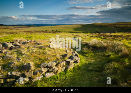 Rocky cairn above Barbrook 1 Stone Circle, Big Moor, Peak District ...