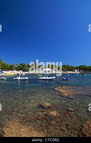 General view of the beach of Cala Pada, Ibiza, Spain Stock Photo - Alamy
