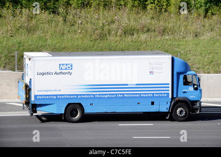 A white NHS Supply Chain lorry (DAF box truck) is travelling on the A1 ...