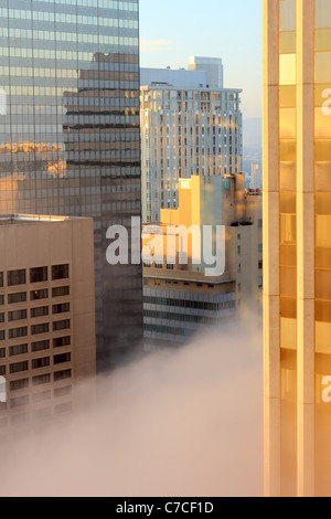 Denver, CO - Fog creeps through Denver during the early morning rush ...