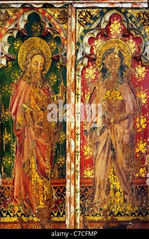 Old Hunstanton, Norfolk. Rood screen apostle medieval screens painting ...