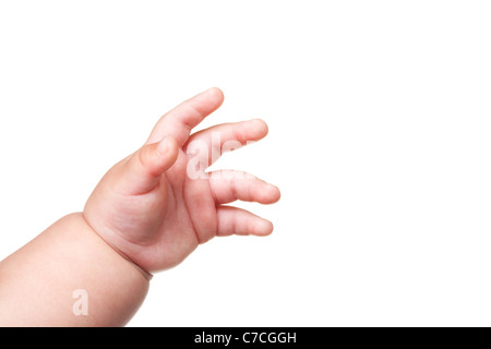 baby baby's hand reaching out white background close up soft skin open ...