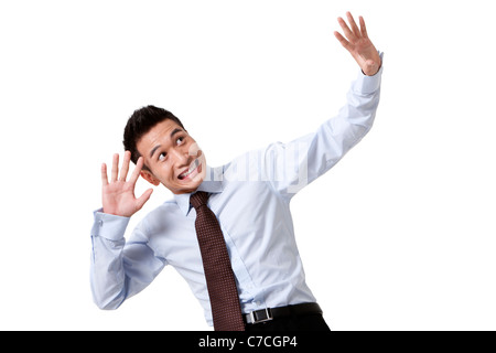 view of a man protecting himself with his arms hiding his face Stock ...