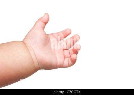 baby baby's hand reaching out white background close up soft skin open ...