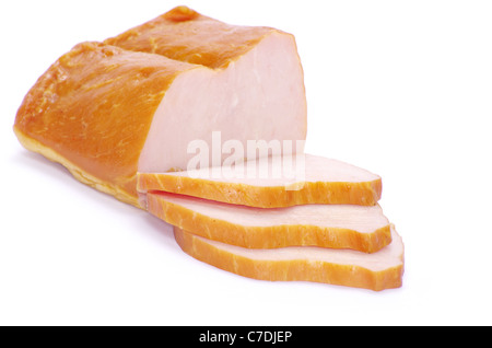 smoked meat on white background Stock Photo - Alamy
