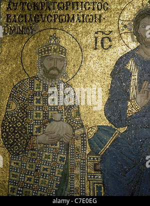 Emperor Constantine IX. Monomachos, Byzantine mosaic, South Gallery ...
