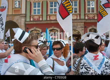 Polish nurses at European trade unions demonstration during meeting of ...