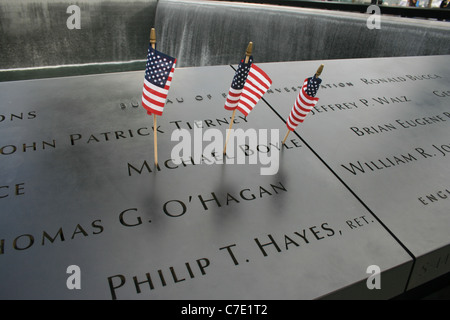 American flags ground zero memorial Stock Photo - Alamy