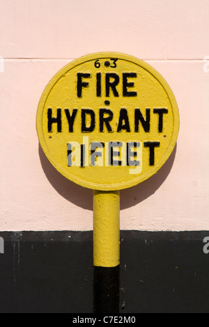 British fire hydrant and sign in Happisburgh Norfolk United Kingdom ...