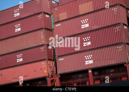 Cargo ship from the ZIM Integrated Shipping Services transiting the ...