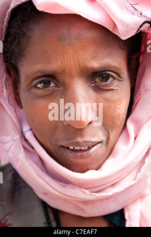 Portrait of a local lady at Sulula market near Dessie in Northern ...