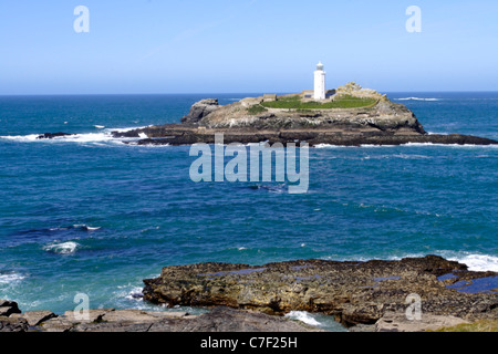 Godrevy Lighthouse, St. Ives Bay, Cornwall, England, United Kingdom ...