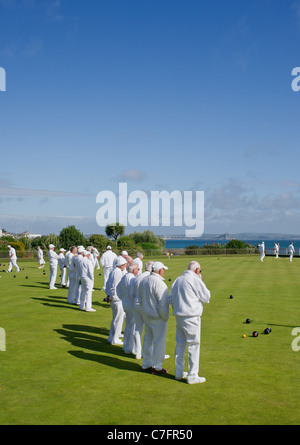 Bowling at Newlyn Bowling Club in Cornwall Stock Photo - Alamy
