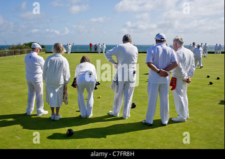 Bowling at Newlyn Bowling Club in Cornwall Stock Photo - Alamy