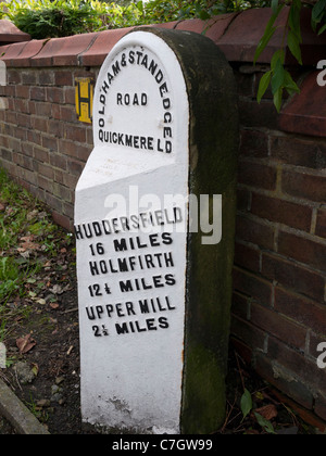 Old cast iron mileage signpost, Oldham, Lancashire,England UK Stock ...