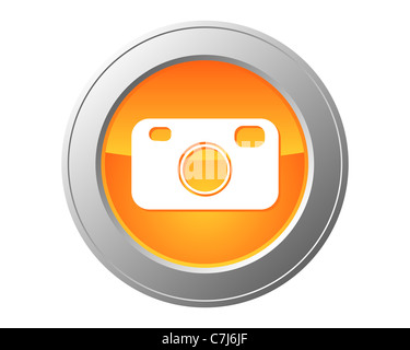 Camera icon on round internet button original illustration Stock Photo ...
