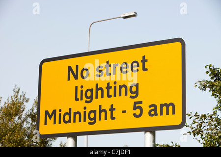 A sign about the street lights being turned off at night on the M6 ...