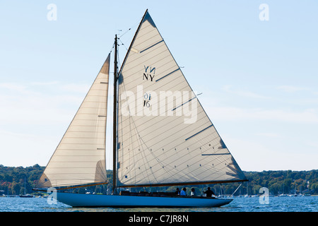 The William Fife designed yacht Clio going upwind in light airs on ...