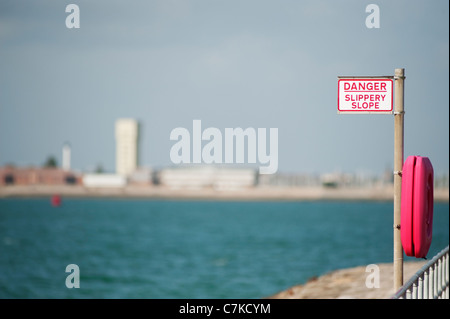 Slippery Slope sign on slipway Stock Photo - Alamy